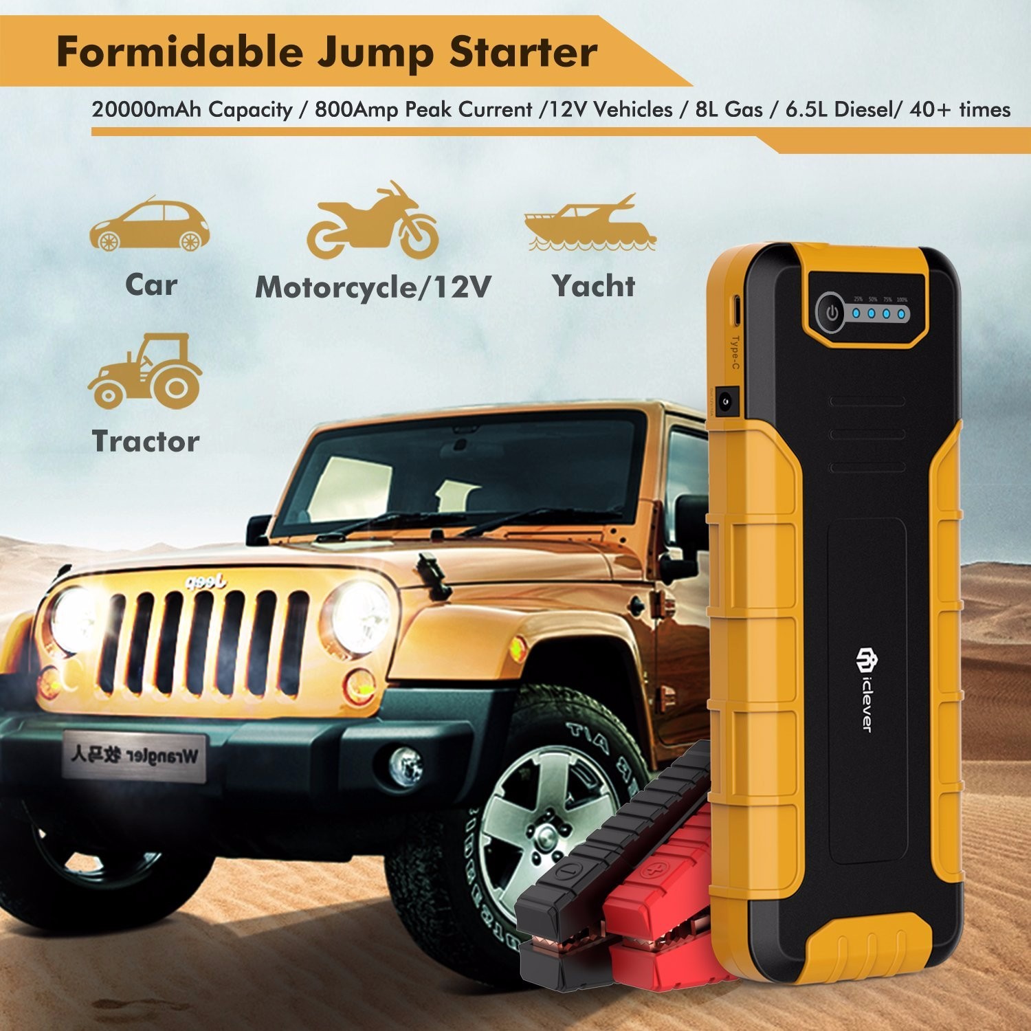 Iclever 20000mah car jump starter store